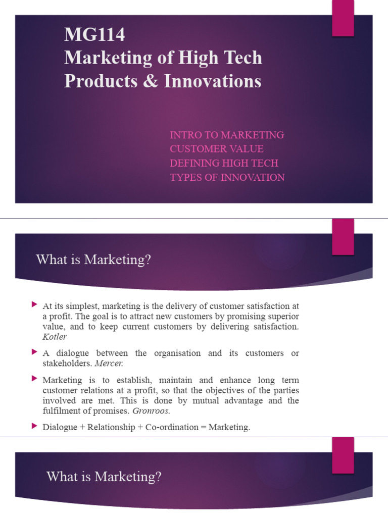 02 MG114 Intro To HiTech Marketing 2021 - 22 | PDF | Marketing | Innovation