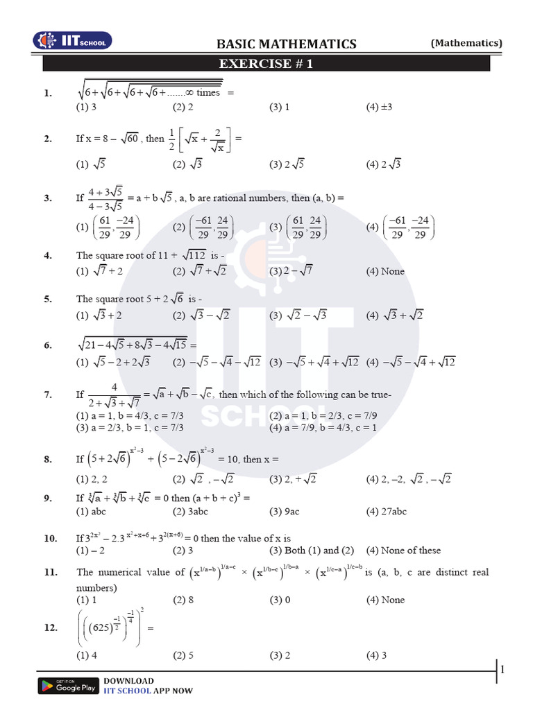 Excercise - 02 - Basic Mathematics | PDF | Equations | Mathematical Analysis