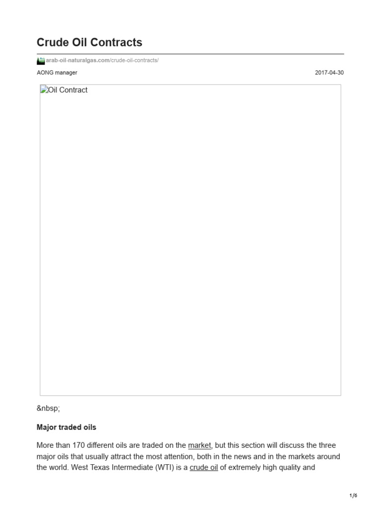 Crude Oil Contracts | PDF | West Texas Intermediate | Futures Contract