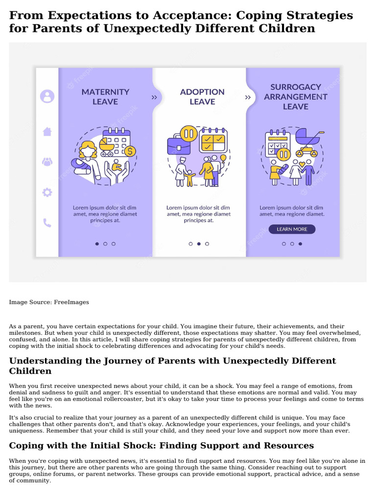 From Expectations To Acceptance Coping Strategies For Parents of Unexpectedly Different Children ...
