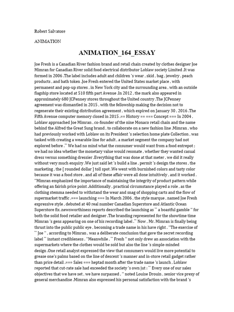Animation 164 Essay | PDF | Marketing | Retailers