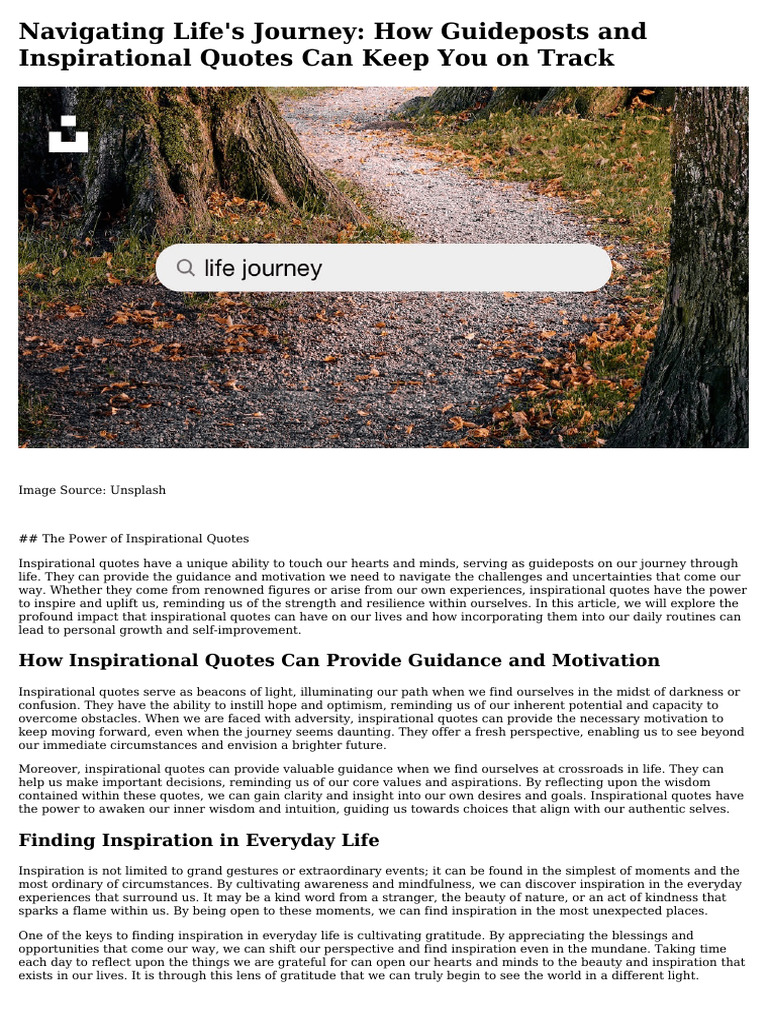 Navigating Life's Journey - How Guideposts and Inspirational Quotes Can ...
