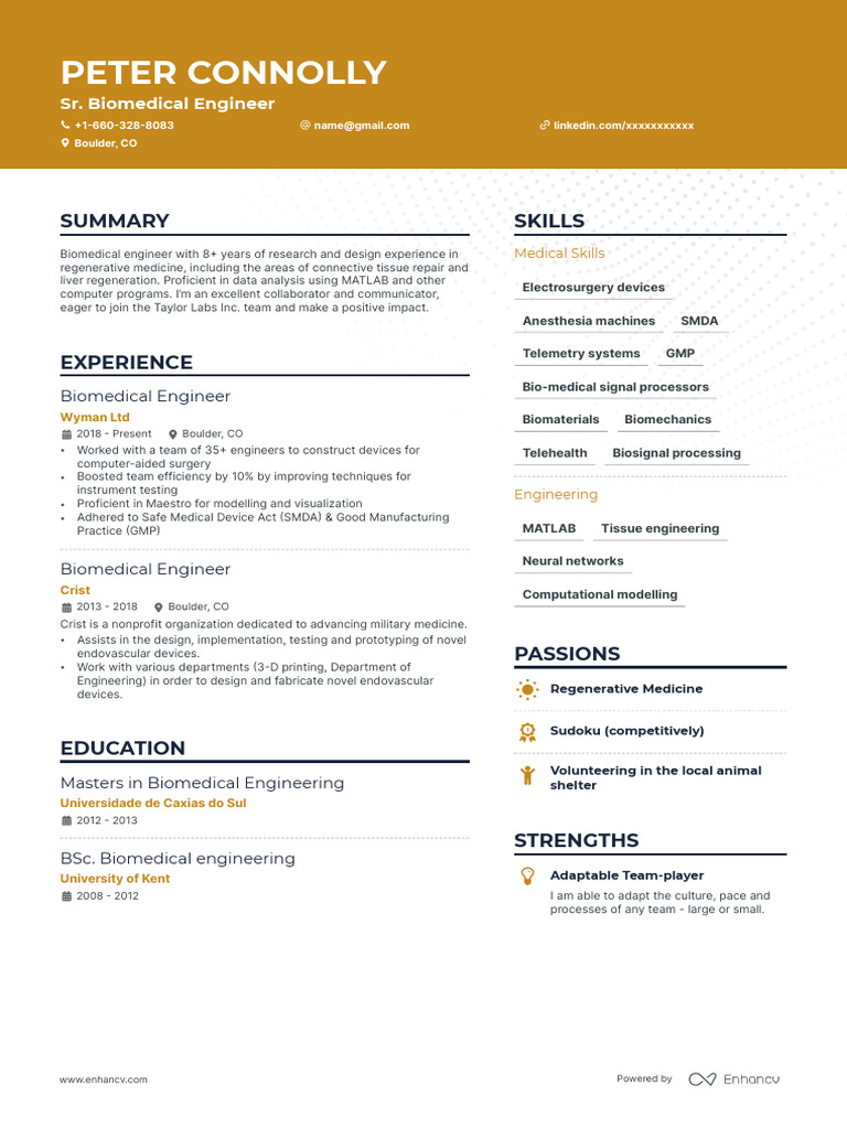 Peter Connolly Resume | PDF | Biomedical Engineering | Engineering