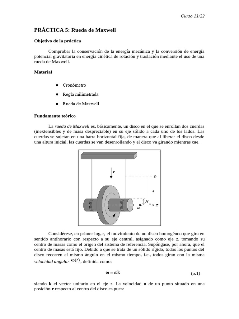 PRÁCTICA 5 - Rueda de Maxwell | PDF | Rotación | Energía cinética