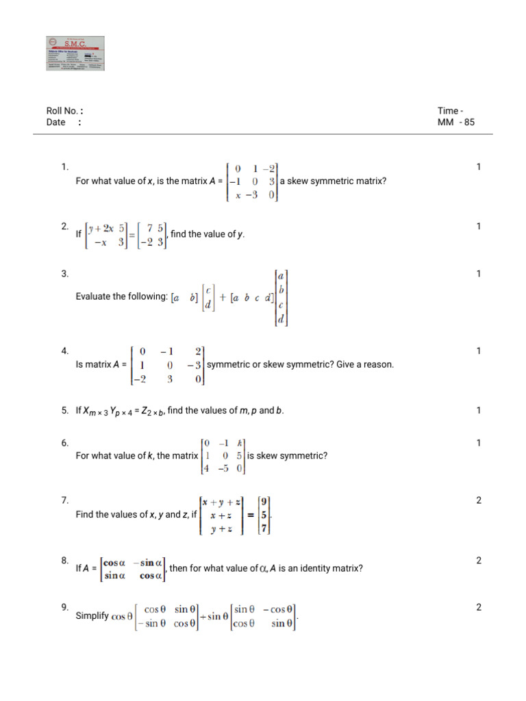 Matrices DPP Ques | PDF | Matrix (Mathematics) | Functions And Mappings