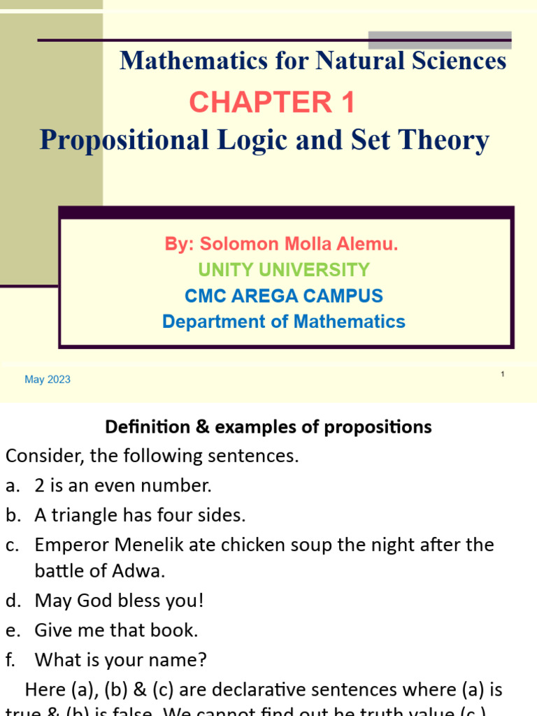 Math1011 CH-1 | PDF | Set (Mathematics) | Argument