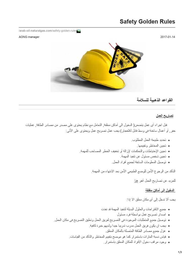 Safety Golden Rules Pdf