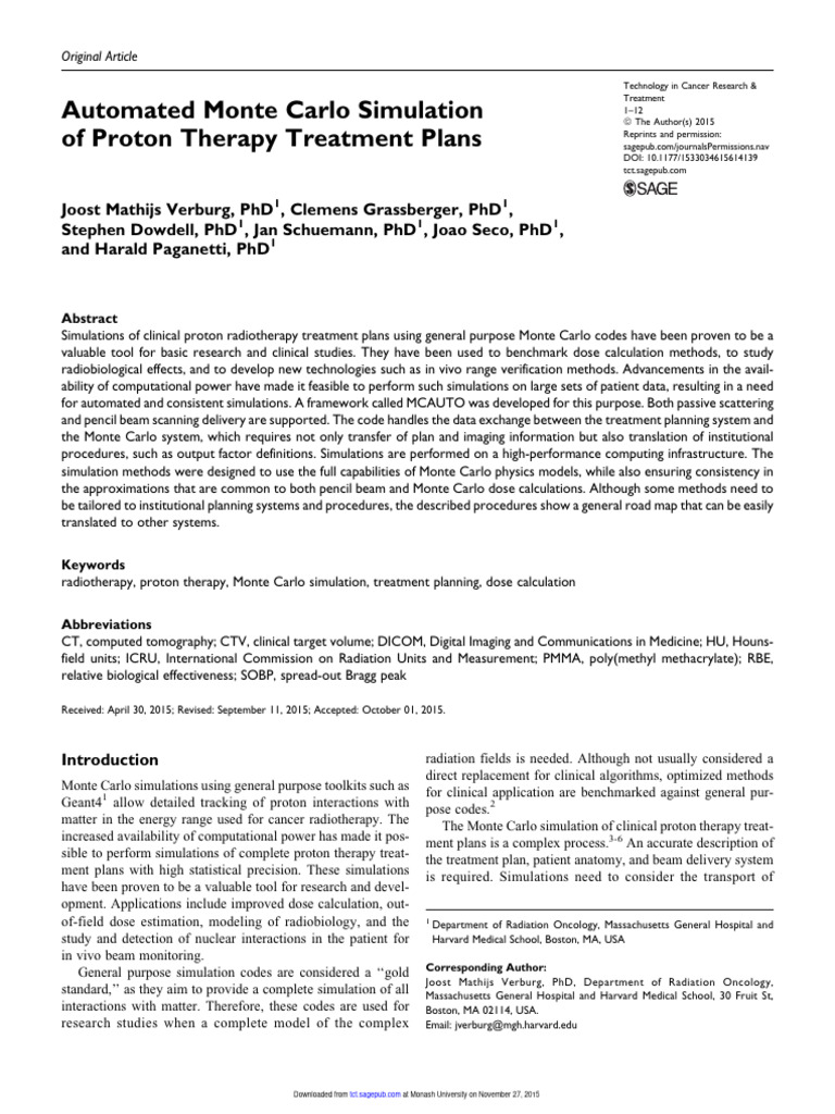 2015_verburg_Automated Monte Carlo Simulation of Proton Therapy Treatment Plans | PDF ...