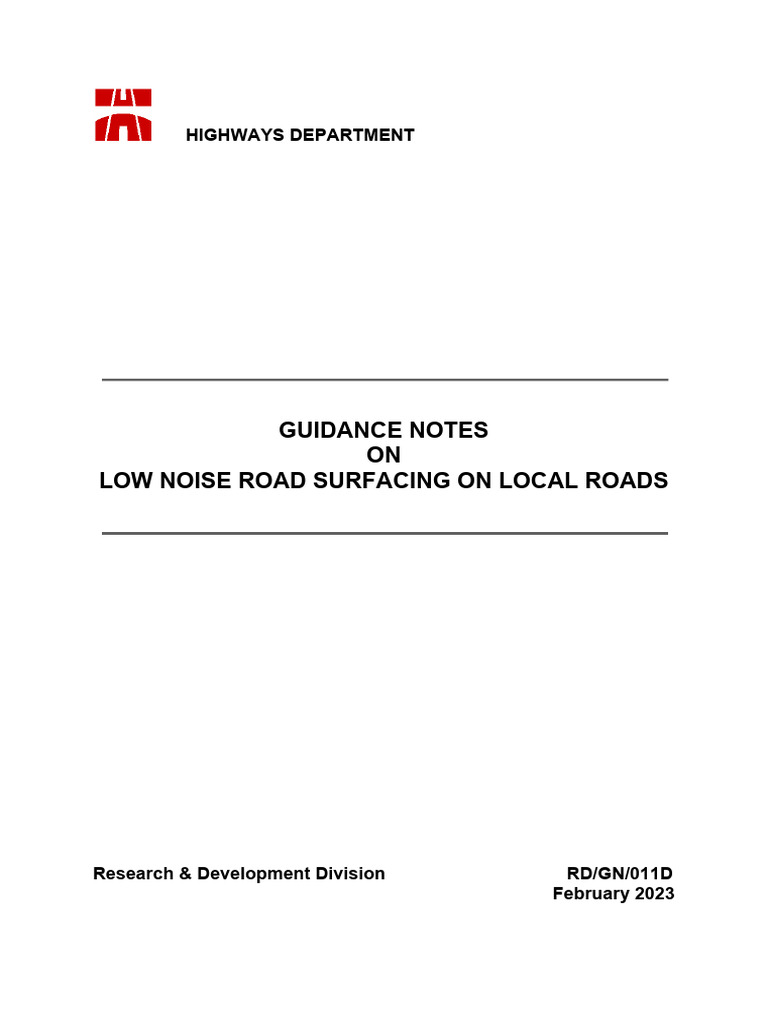 Low Noise Road Surfacing Guide | PDF | Road | Road Surface