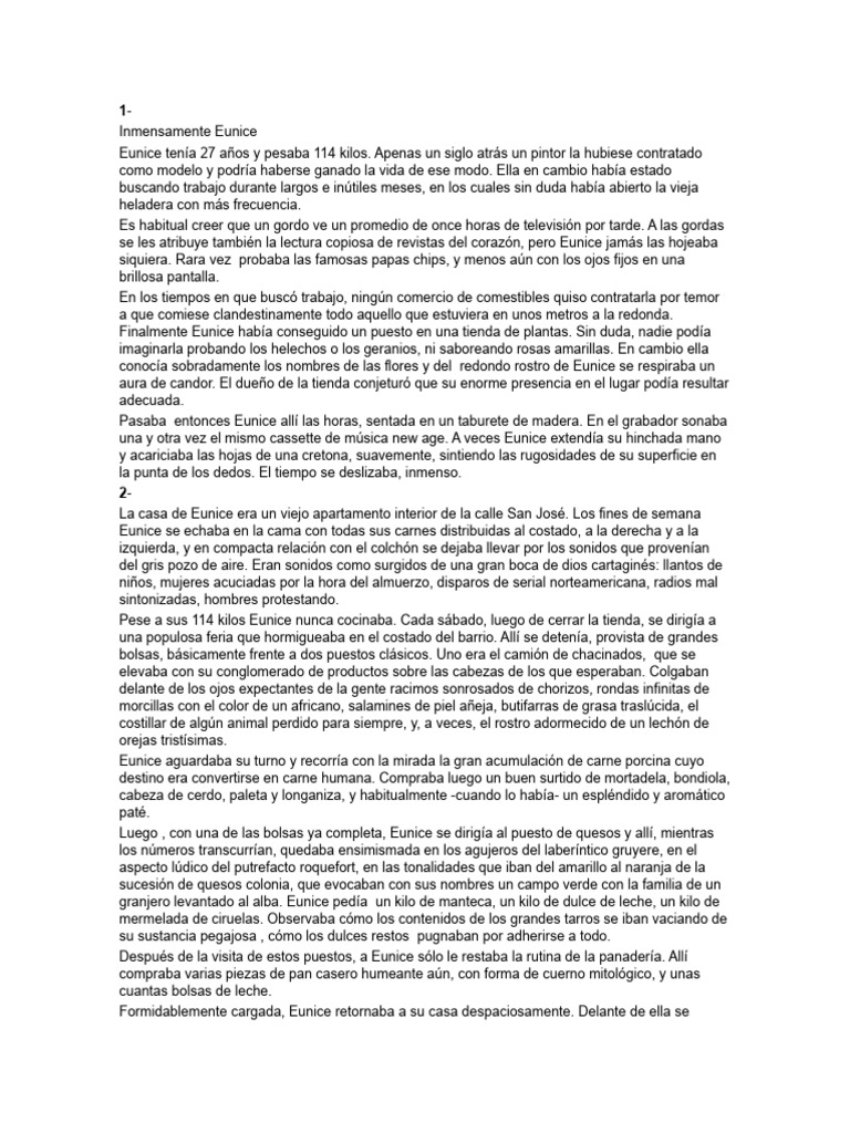 Inmensamente Eunice | PDF | Alimentos