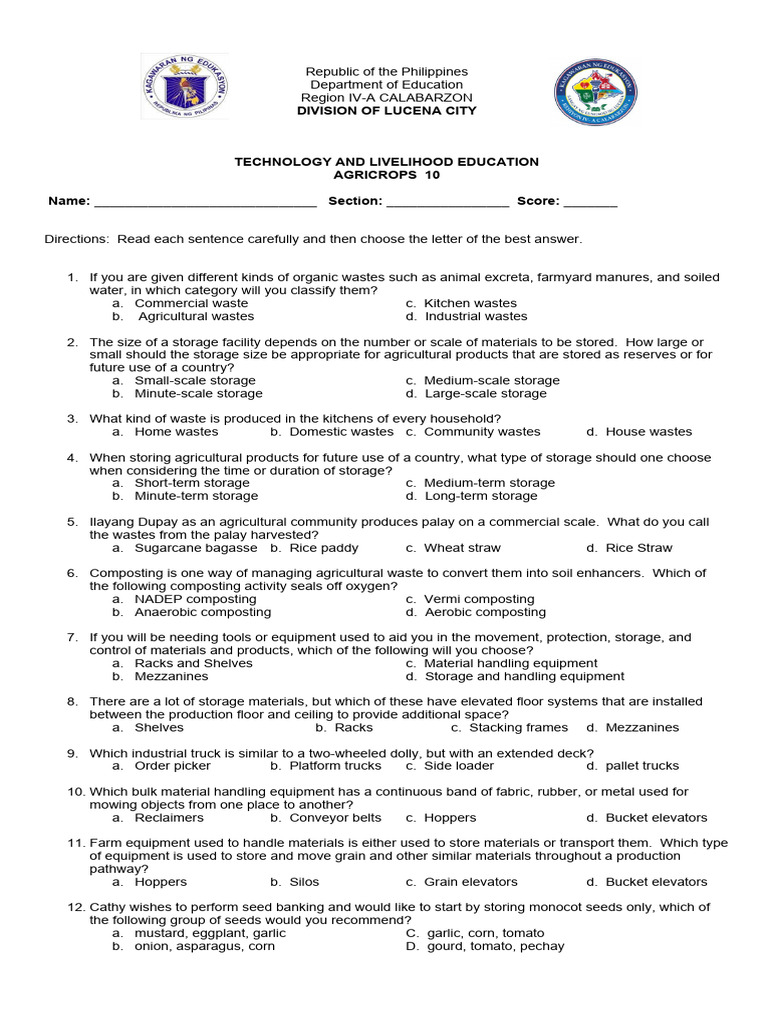 TQ TLE 10 Agricrops 2Q SY 2022 2023 | PDF | Compost