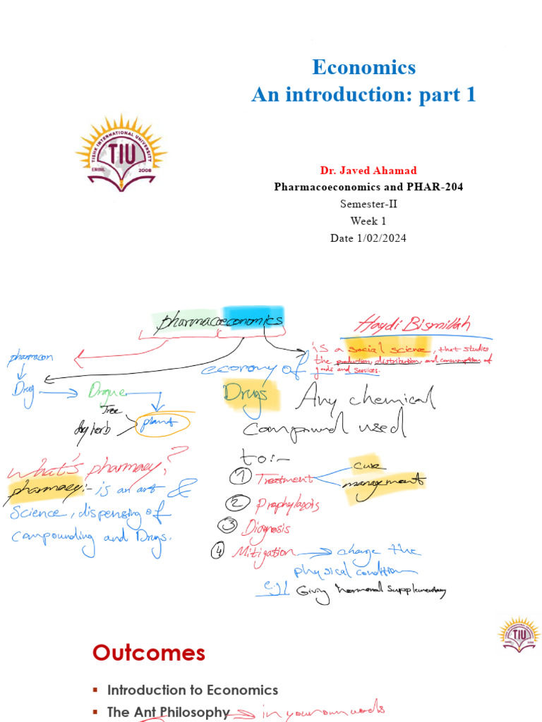 Pharmacoeconomics Grade 2 Week 1 Economics Introduction Part 1 | PDF | Labour Economics | Economics