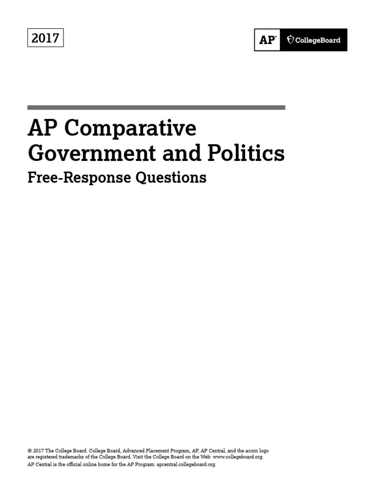 Ap Comp Gov Pol FRQ 2017 | PDF | Advanced Placement | Political Science