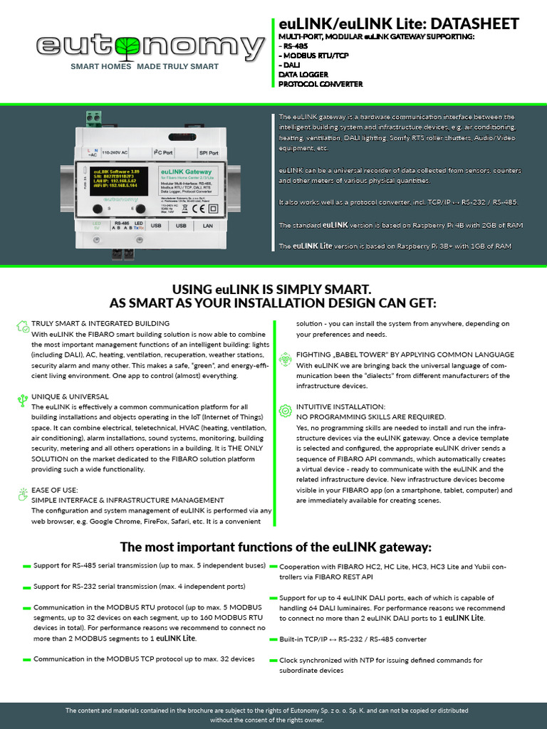 EN_euLINK_Datasheet_v06 | PDF | Building Automation | Usb