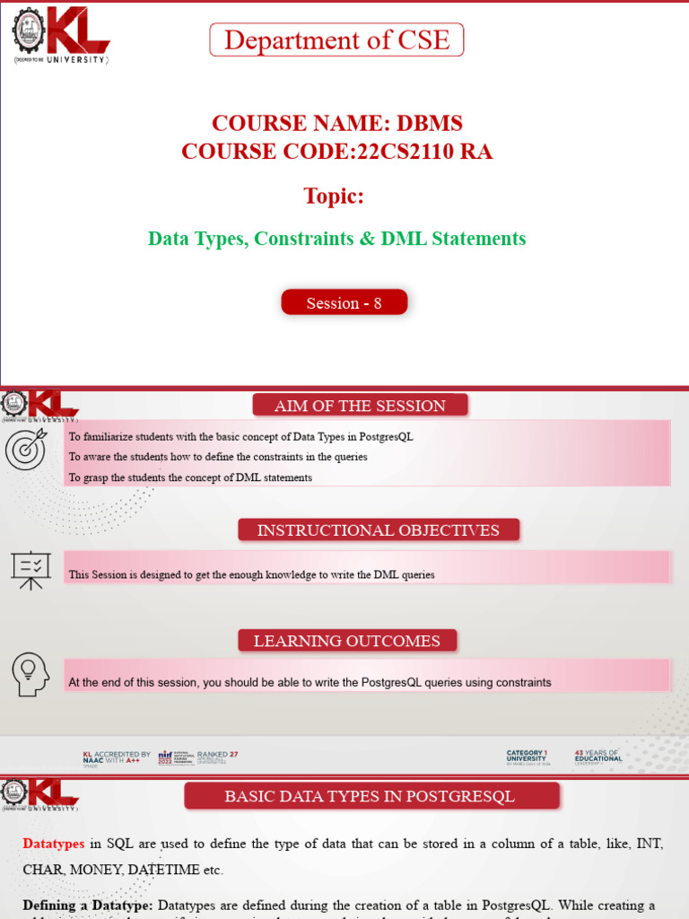 CO2 SESSIOn 8 | Download Free PDF | Relational Database | Data Type