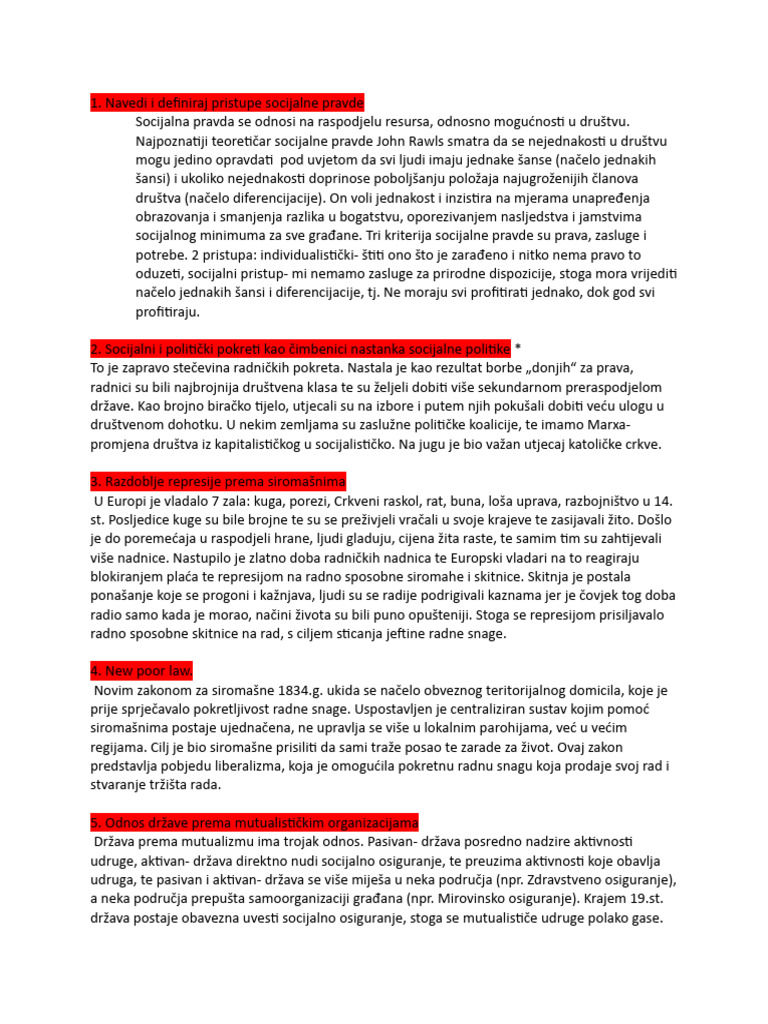 Soc Pol - Pitanja 2 | PDF