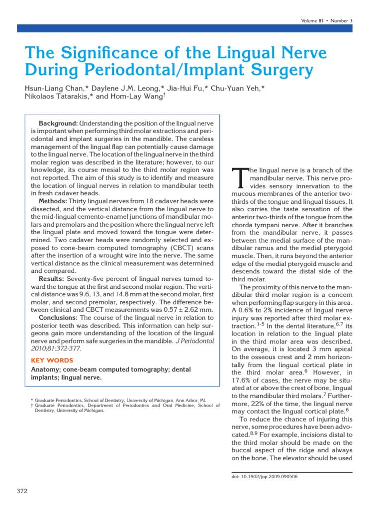 Lingual Nerve Anatomy in Surgery | PDF | Dentistry | Mouth