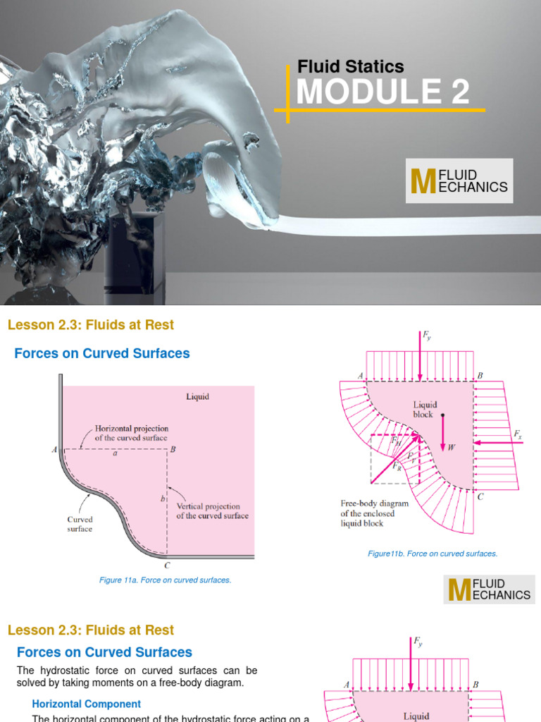 Module 2 Fluid Statics - Hydrostatic Forces on Curved Surfaces | PDF | Force | Euclidean Vector