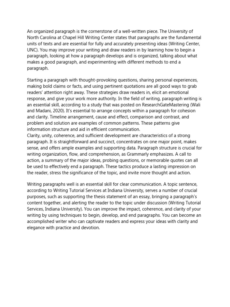 An organized paragraph is the cornerstone of a well | PDF | Paragraph ...