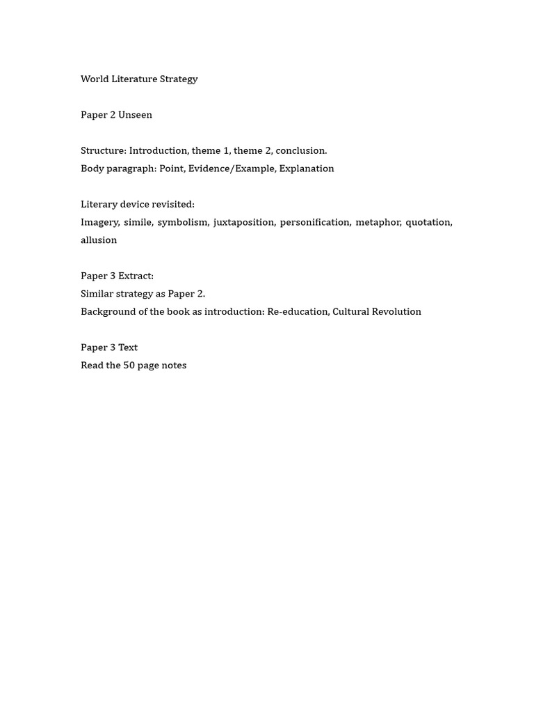 World Literature Strategy Guide | PDF