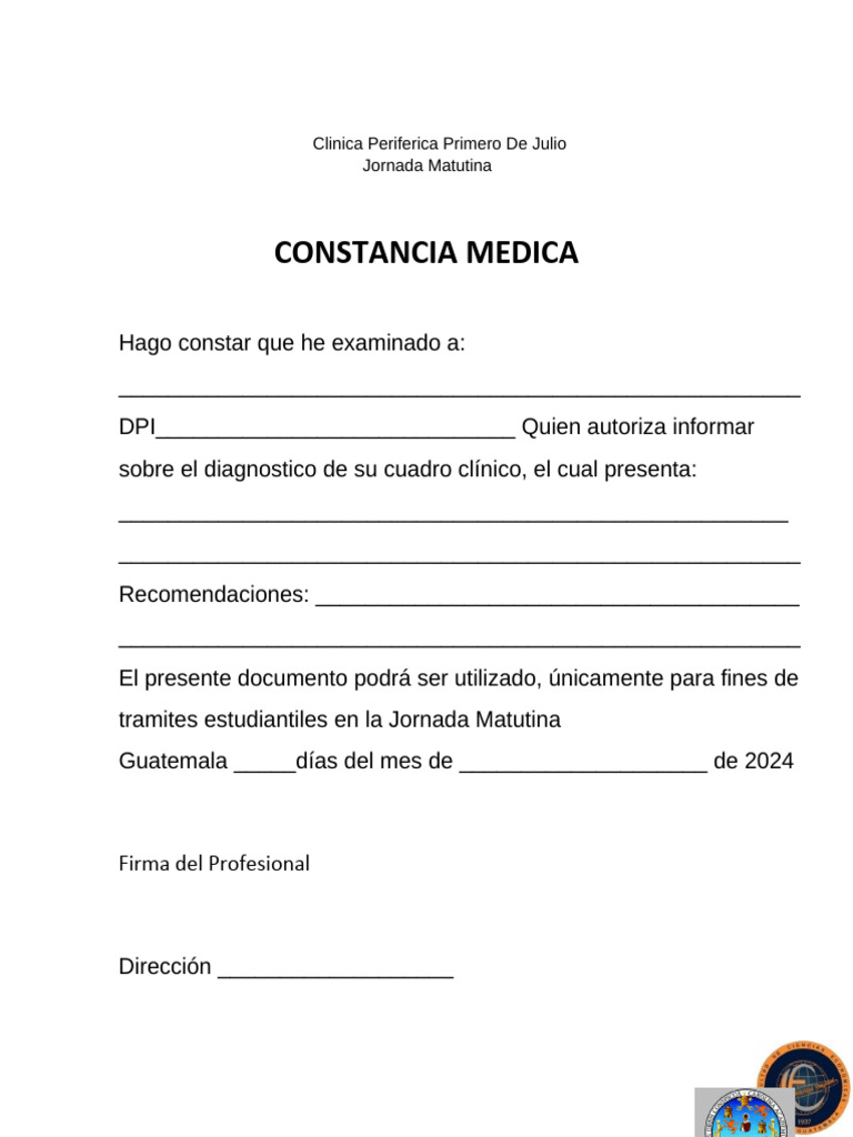 Formato de Constancia Medica | PDF
