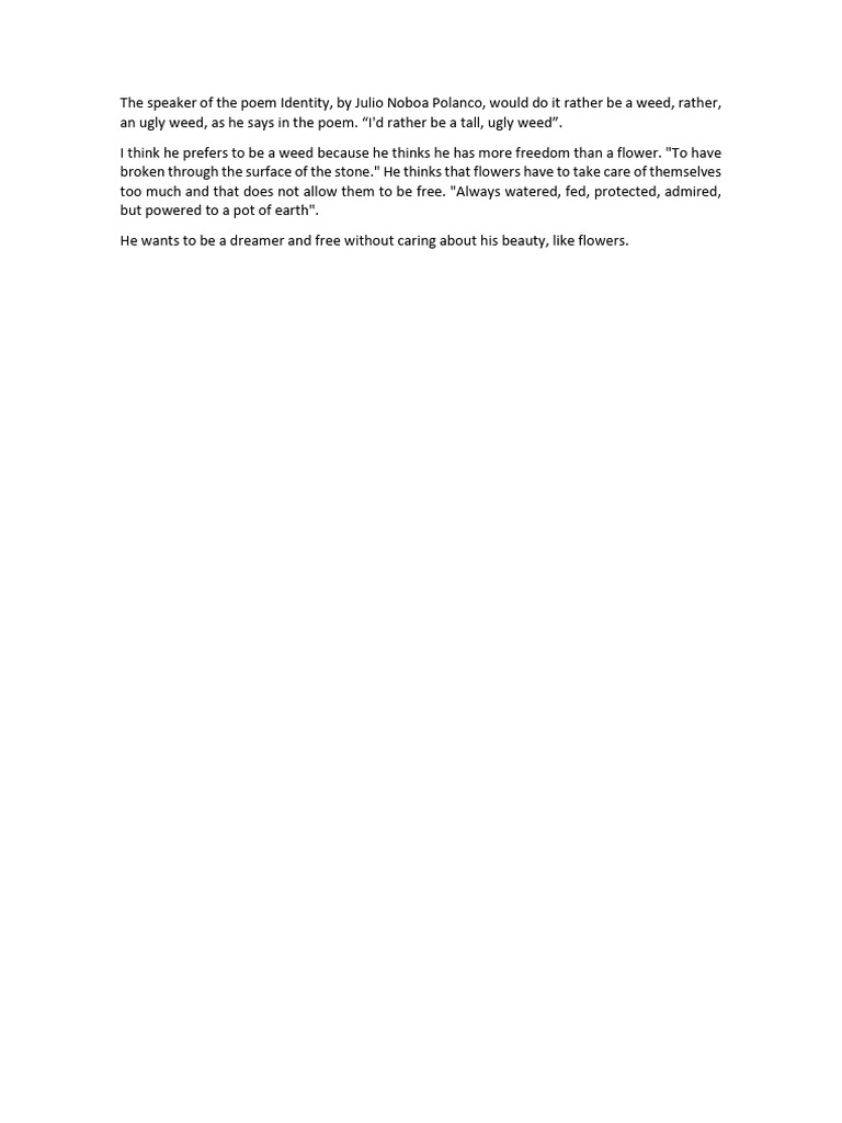 Freedom in Polanco's Identity Poem | PDF