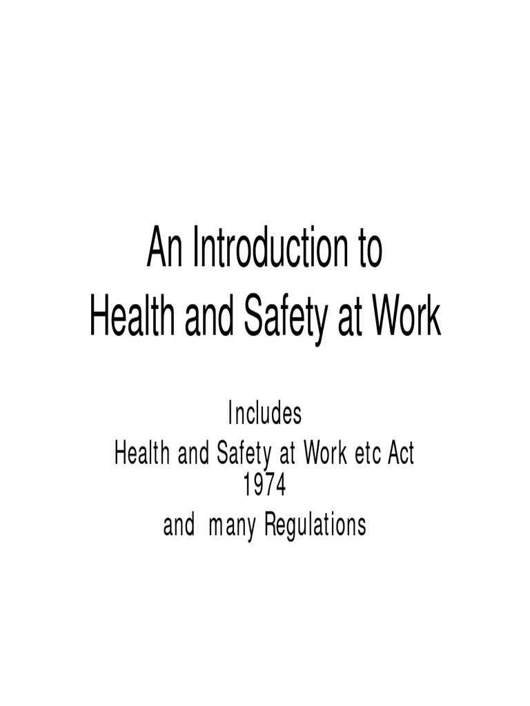 Health and Safety at Work Overview | PDF | Occupational Safety And ...