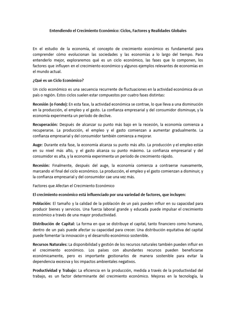 Entendiendo El Crecimiento Econ-Mico | PDF | Crecimiento económico | Sustentabilidad