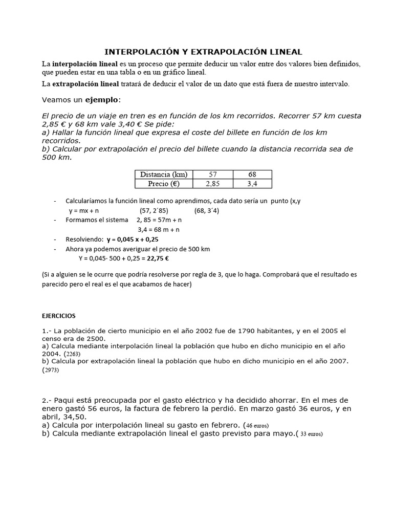 Interpolación y Extrapolación Lineal | PDF