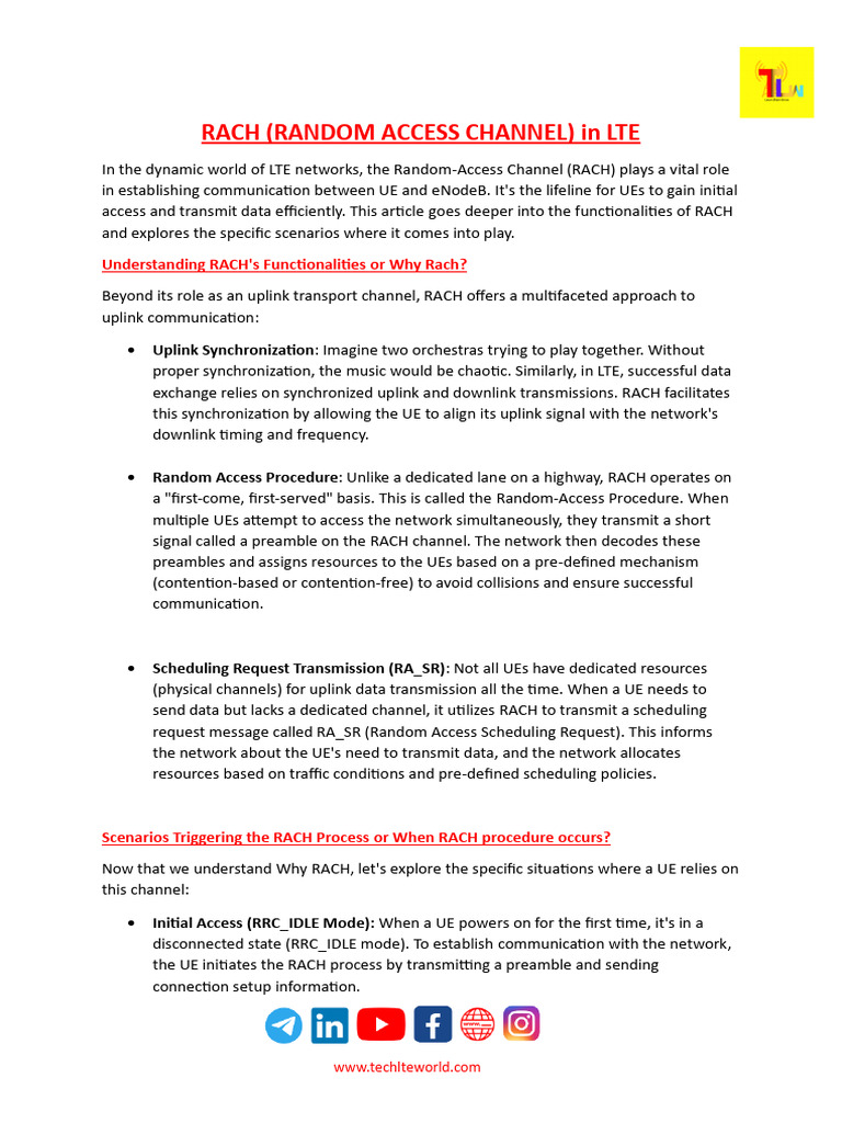RACH in LTE | PDF | Computer Network | Signal To Noise Ratio