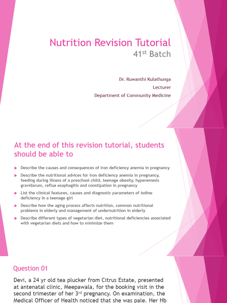 Nutrition - Tutorial 41st Batch | PDF | Diet (Nutrition) | Diet & Nutrition
