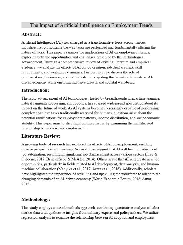The Impact of Artificial Intelligence On Employment Trends | Download Free PDF | Artificial ...