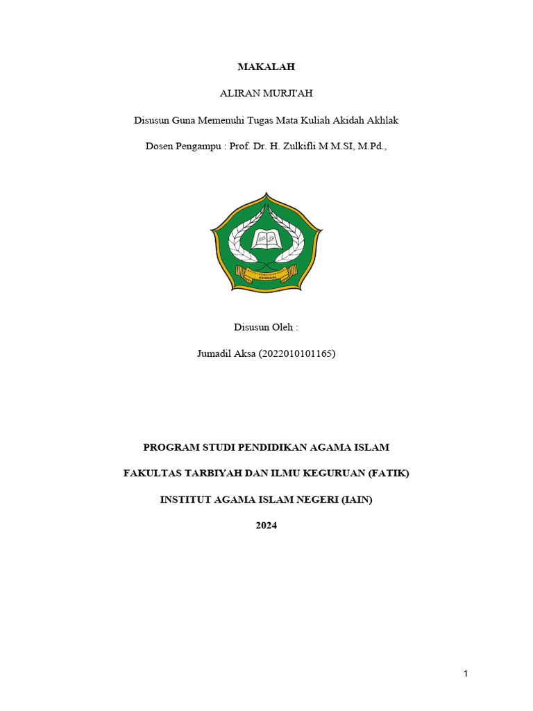 Aliran Murji'Ah | PDF | Filsafat | Agama & Spiritualitas