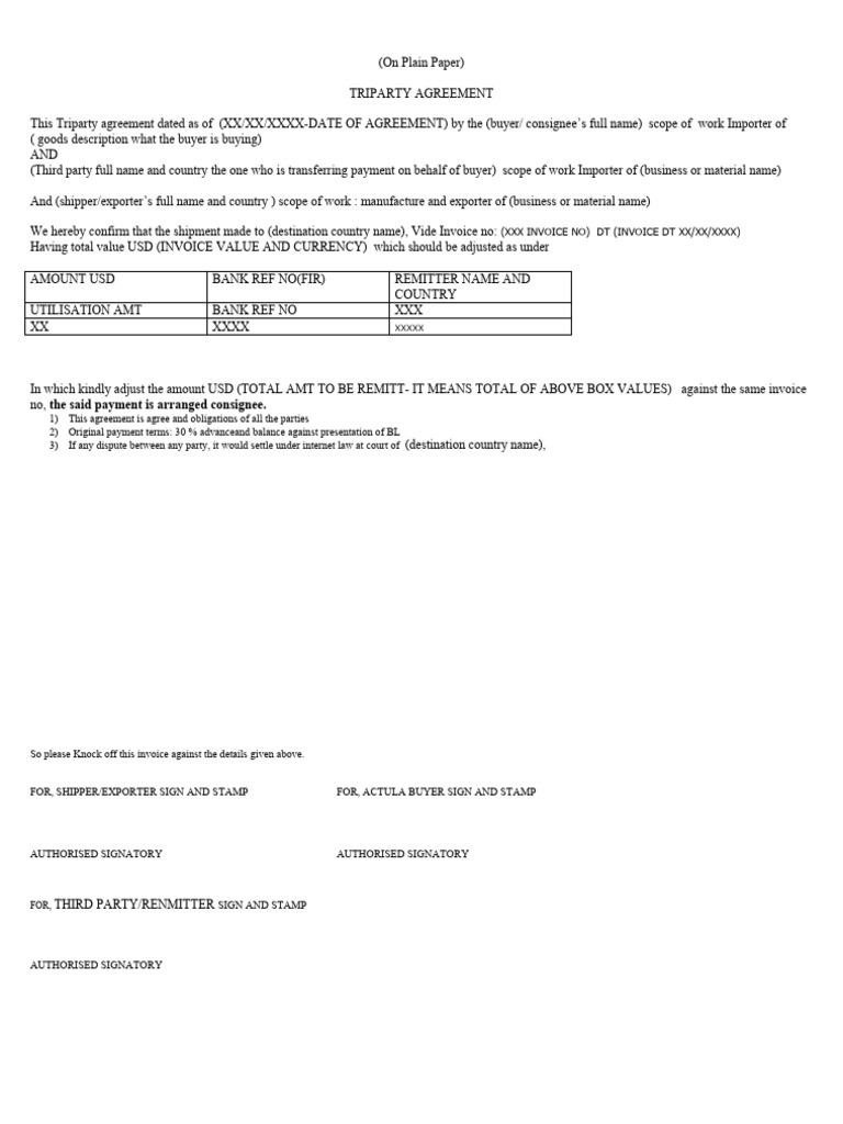 Triparty Agreement for Import Transactions | PDF