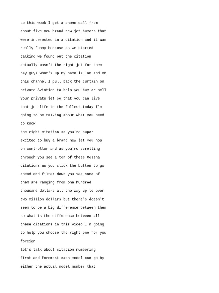 Cessna Citation Models Explained - Best Jets Under $2m - English - Generated) | PDF | Aircraft ...