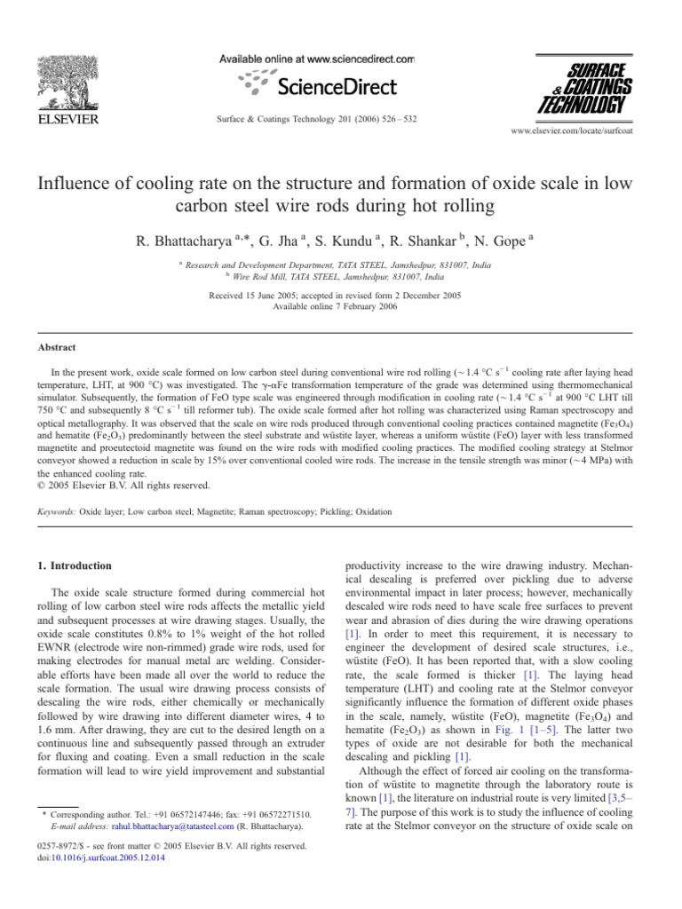 Influence of Cooling Rate On The Structure and Formation of Oxide Scale ...