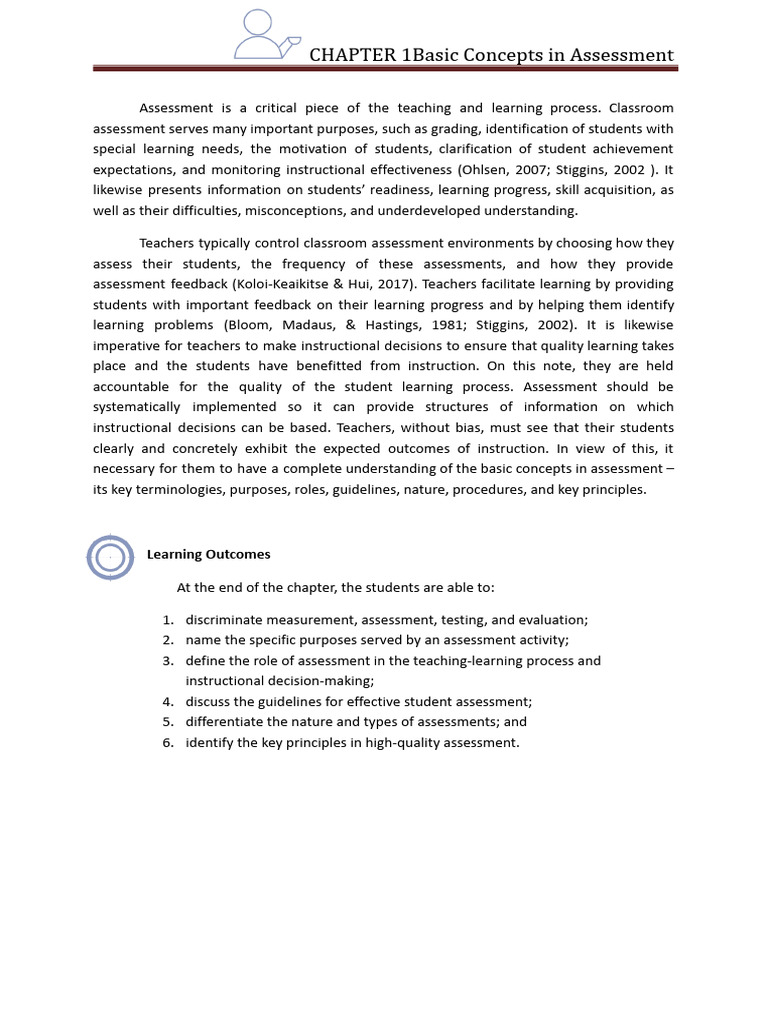Chapter 1 Basic Concepts In Assessment Docx 2021 Download Free Pdf