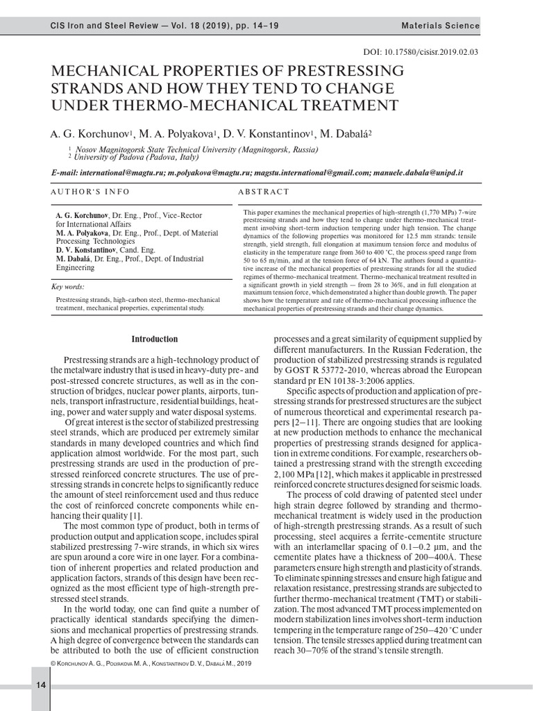 Mechanical Properties of Prestressing Strands | Download Free PDF ...