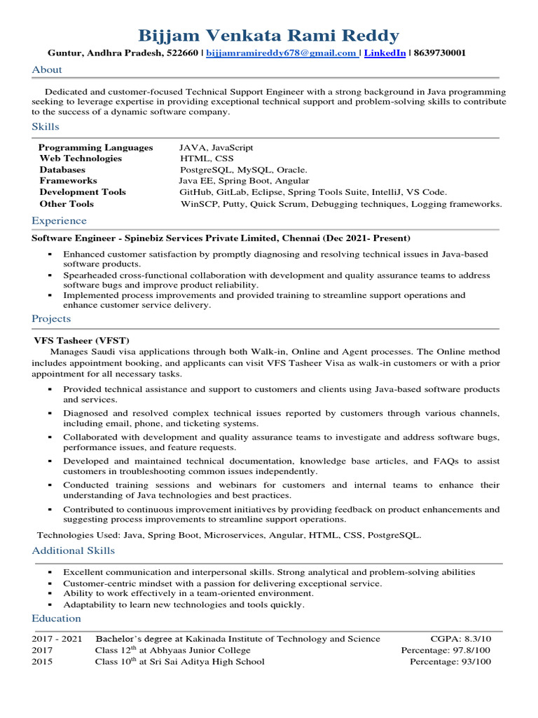Venkata Rami Reddy Resume | PDF | Java (Programming Language) | Computer Programming