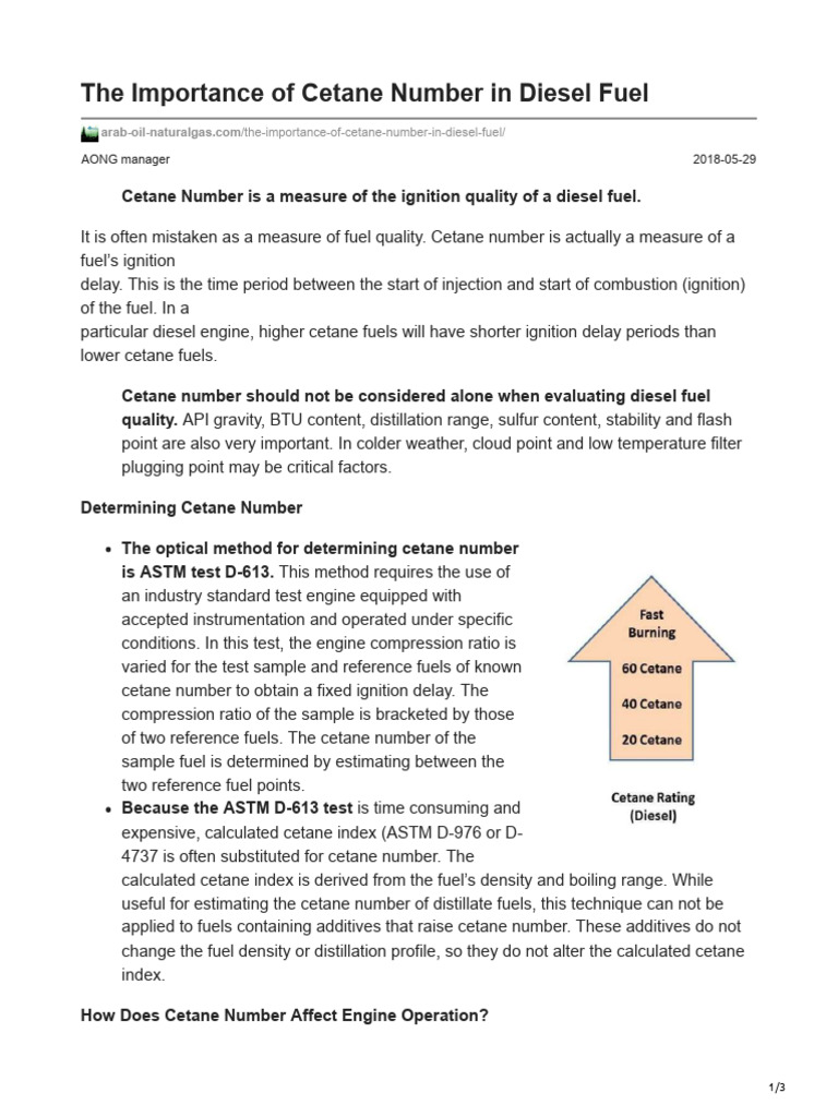 The Importance of Cetane Number in Diesel Fuel | PDF | Diesel Fuel ...