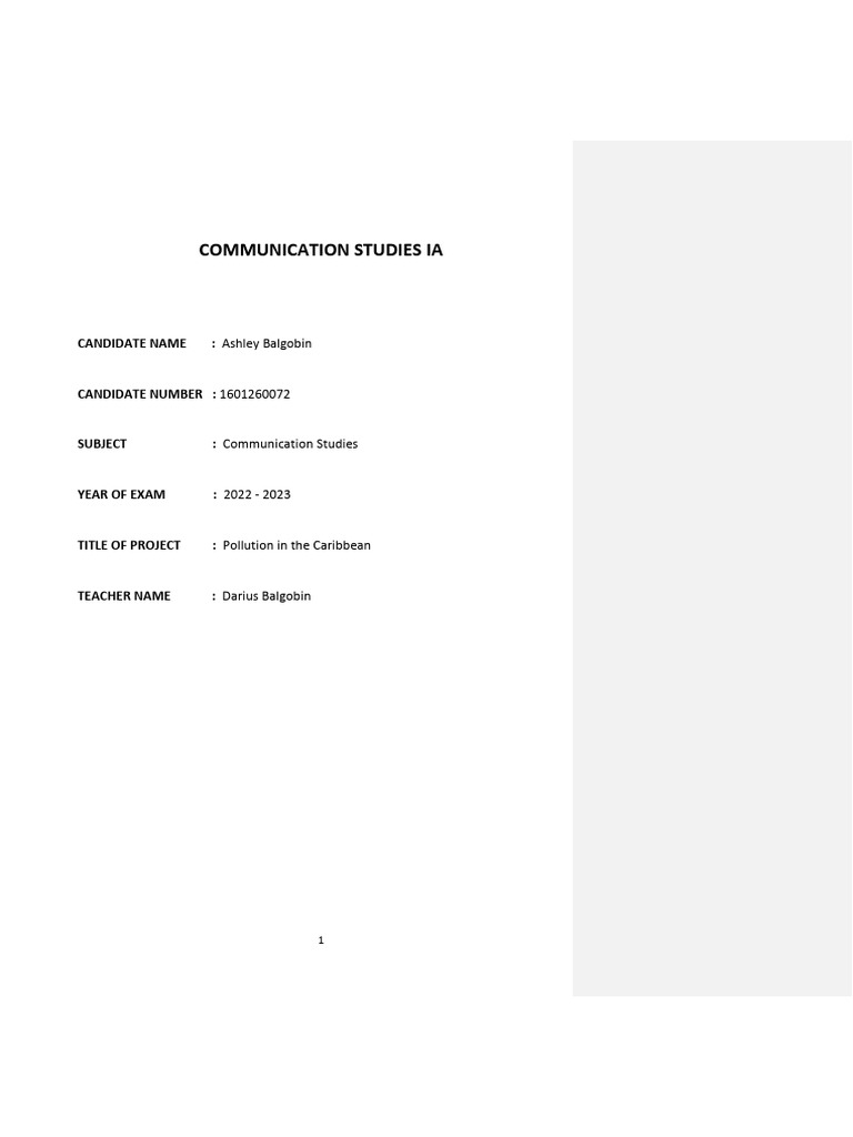 Communication Studies Ia | PDF | English Language | Pollution