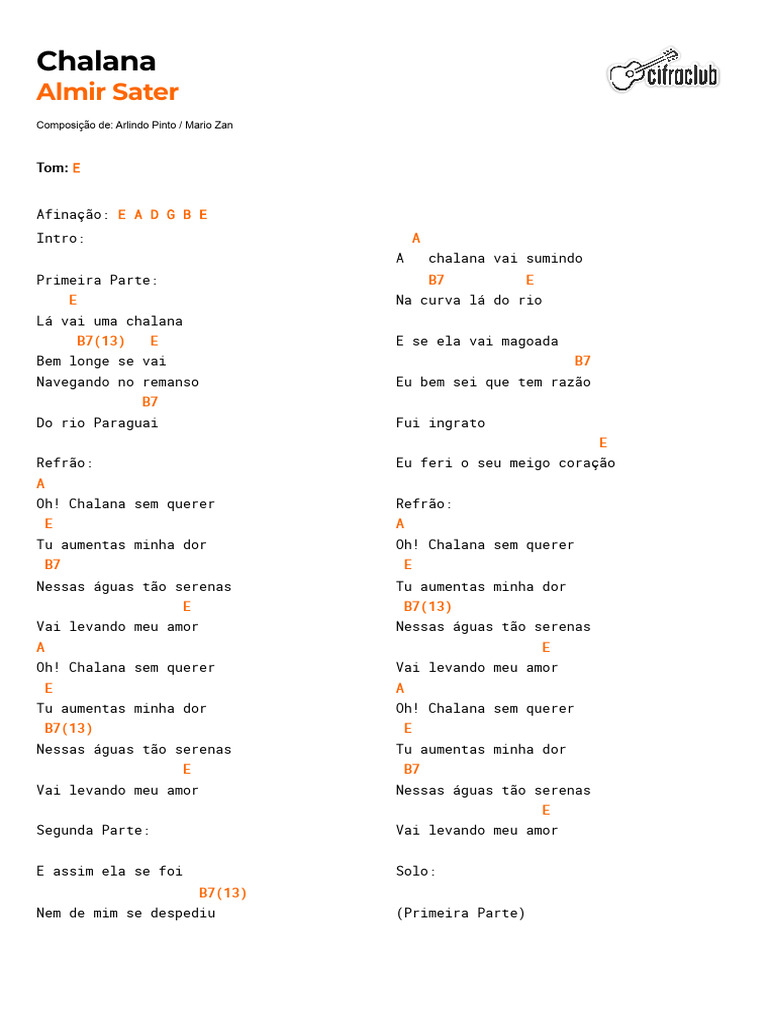 Cifra Violão - Almir Sater - Chalana | PDF