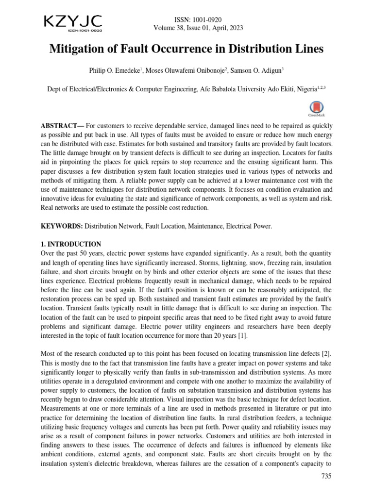 Mitigation of Fault Occurrence in Distribution Lines 646c40ffce271 ...