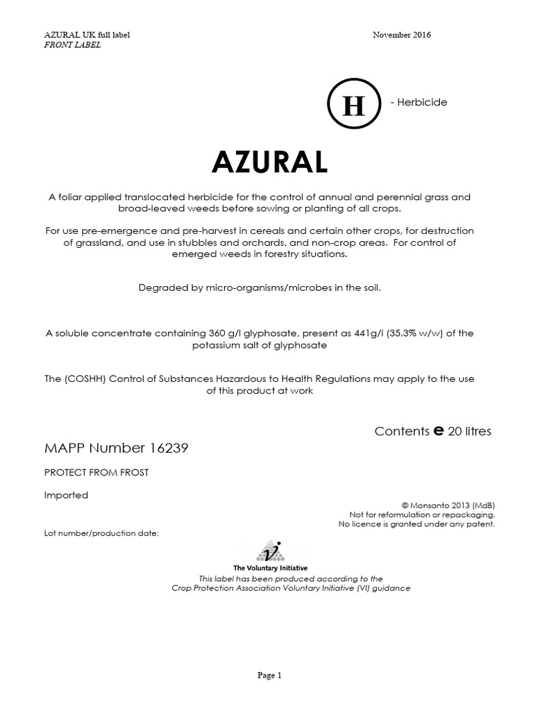 Azural Label November 2016 | Download Free PDF | Herbicide | Wheat