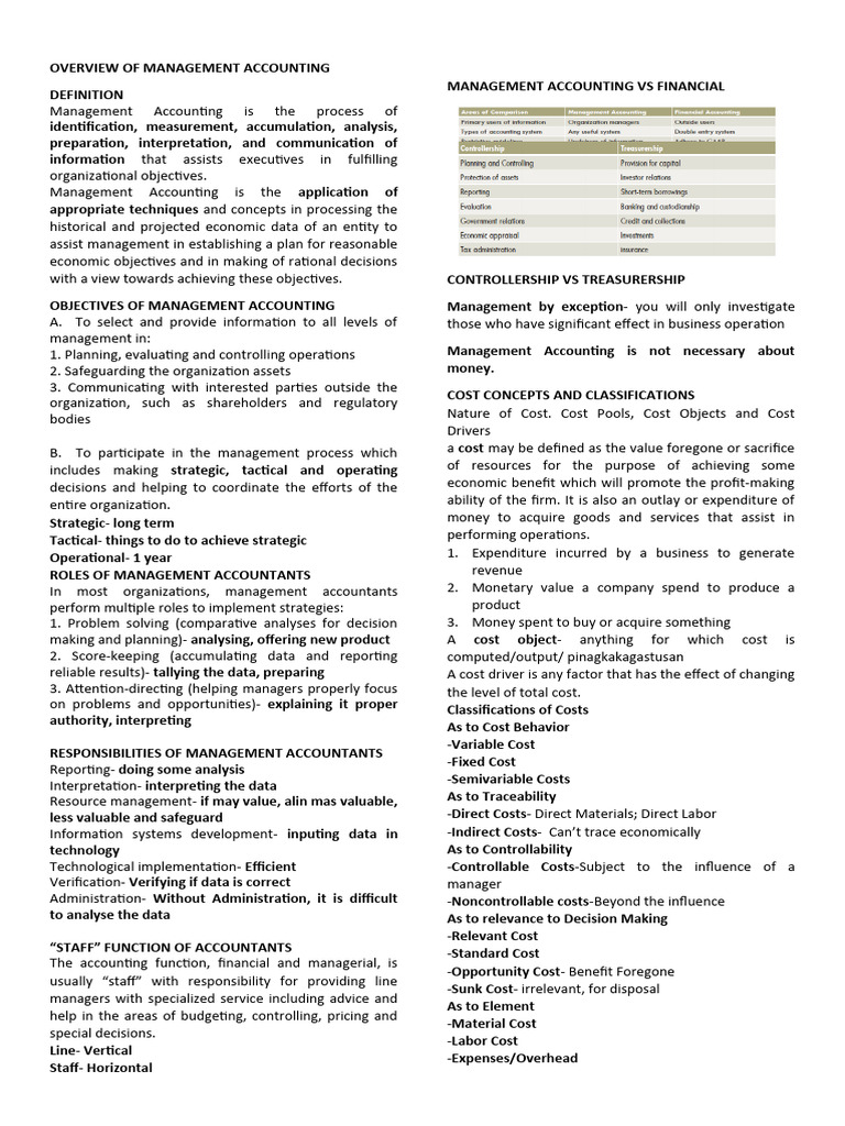 Management Accounting Notes | PDF | Management Accounting | Financial ...