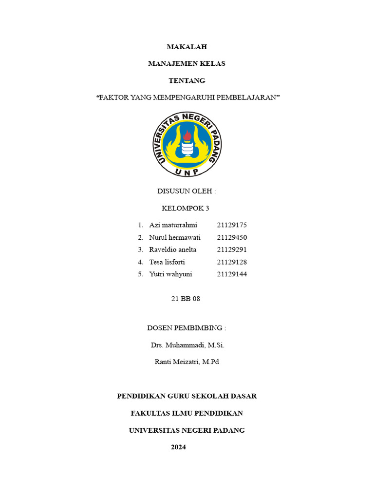 Makalah Kel 3 Manajemen (Faktor Yang Mempengaruhi Pembelajaran) | PDF | Karier & Perkembangan