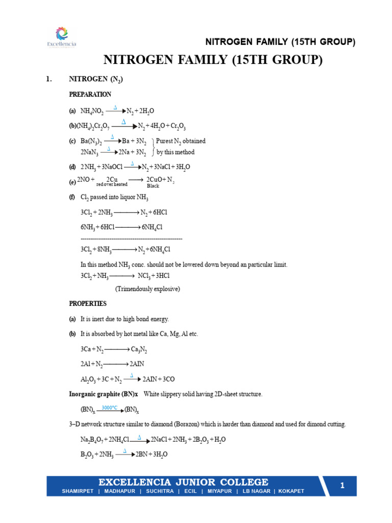 15th GROUP ELEMENTS | PDF | Nitrogen | Nitrogen Dioxide