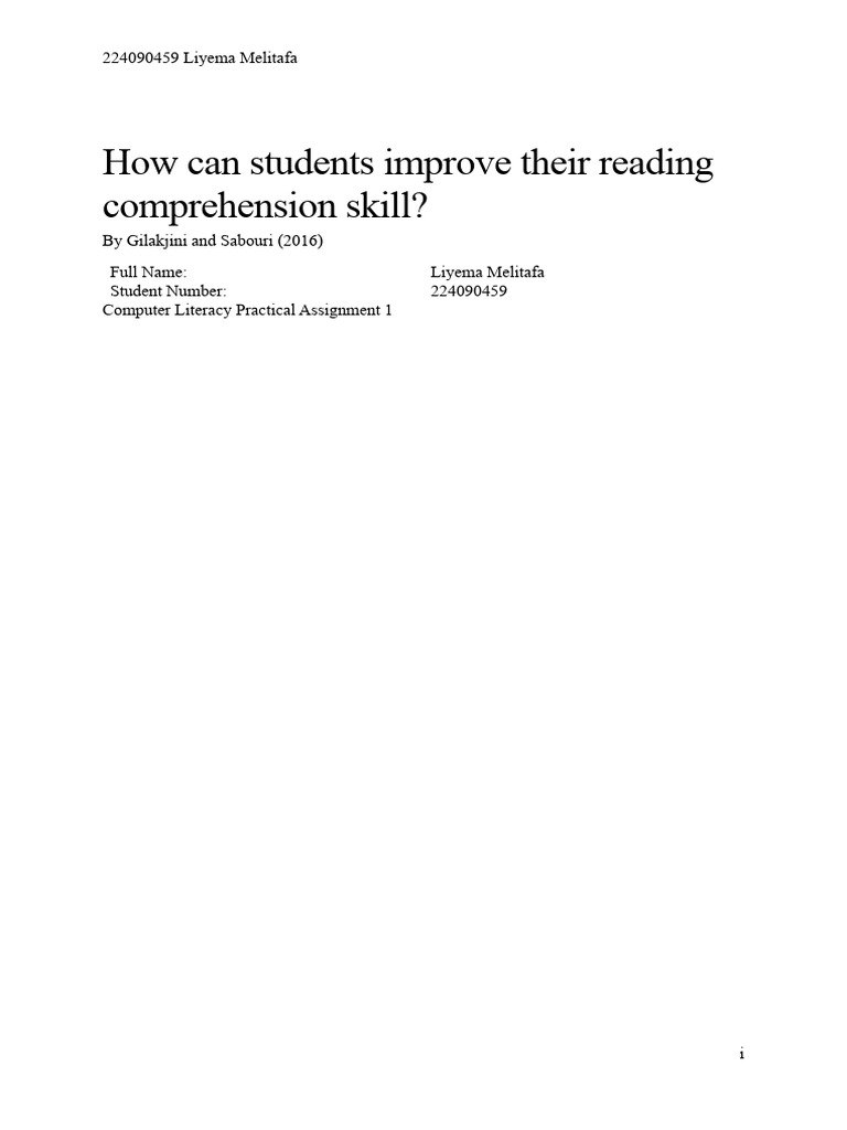 How Can Students Improve Their Reading Comprehension Skill | PDF | Reading Comprehension | Cognition