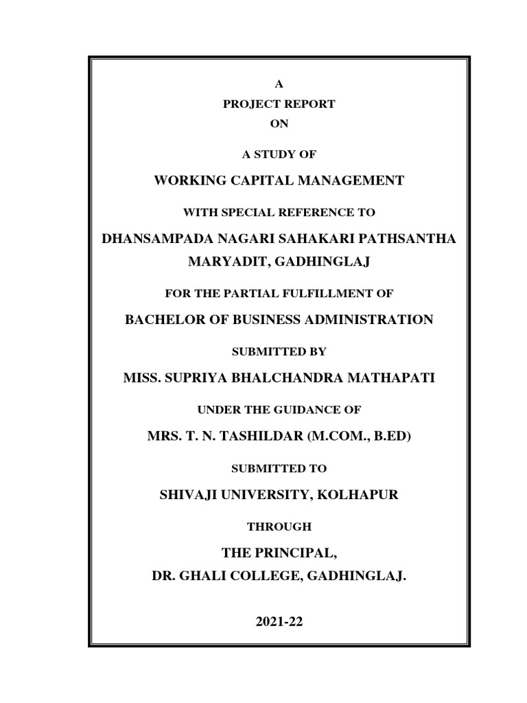 Supriya Mathpati | Download Free PDF | Working Capital | Capital (Economics)