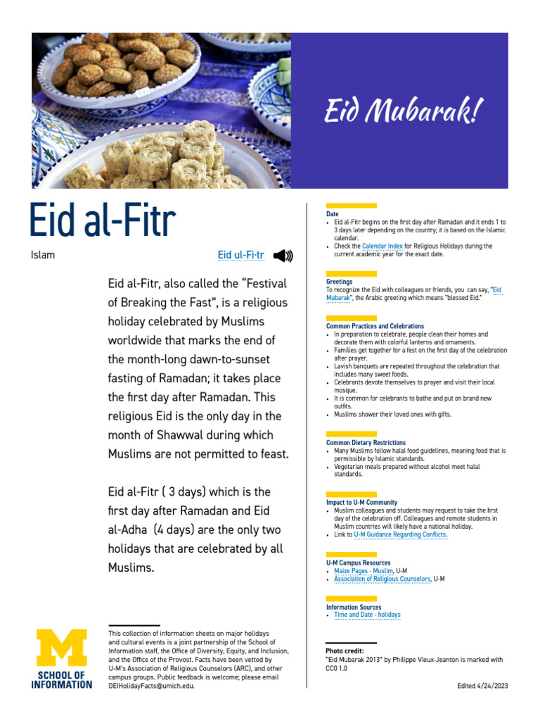 Eid al-Fitr Celebration Guide | PDF | Ramadan